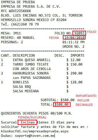 Captura de datos ticket